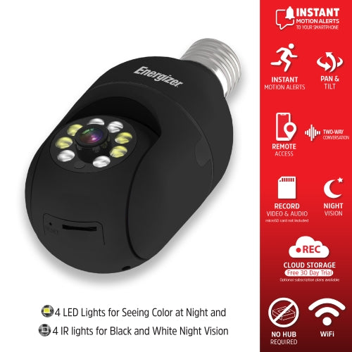 Smart Wifi 1080p Bulb Socket Pan Tilt Camera – Energizer Connect