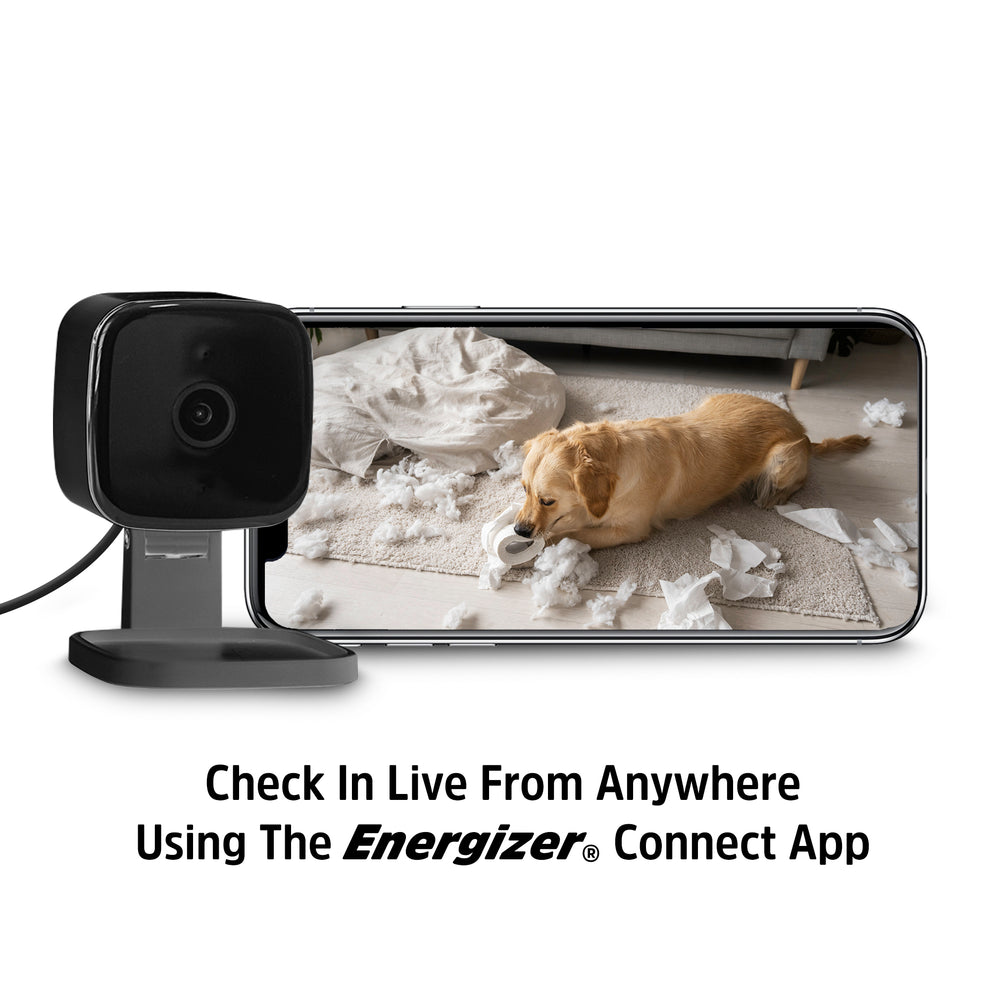 Smart 2.4Ghz QHD Wired Security Indoor Black Camera – Energizer Connect