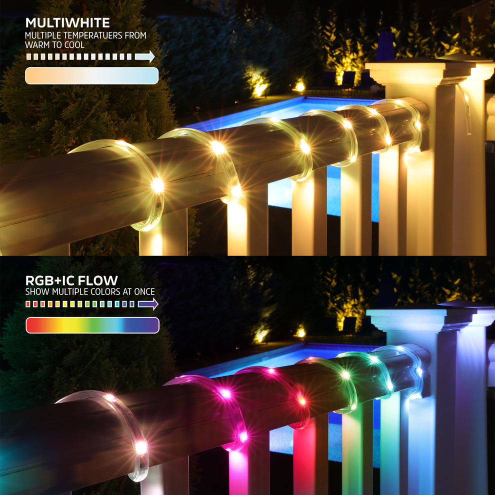 Smart 50ft Outdoor Multicolor Sound Reactive LED Light Strip ...
