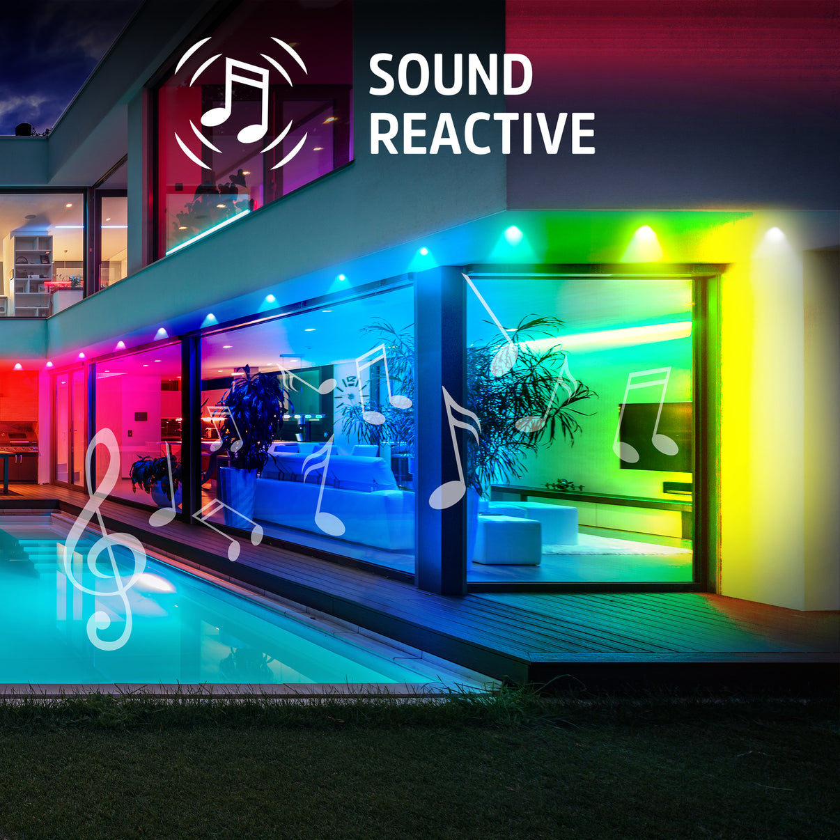 Smart 100 Ft. Outdoor Multicolor Permanent Eaves String Lights ...
